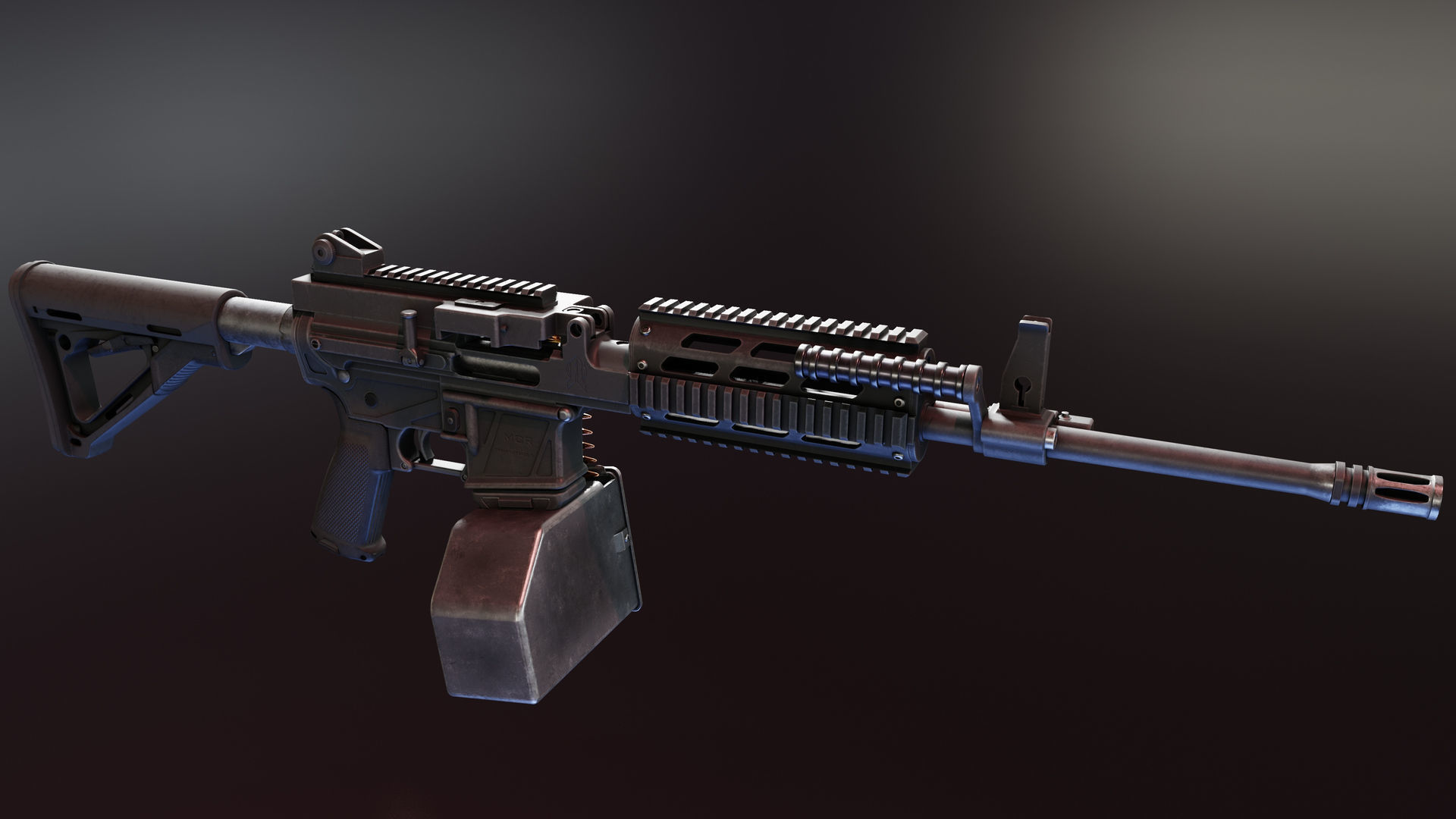 3D model FightLite MCR Beltfed AR15 VR / AR / low-poly | CGTrader