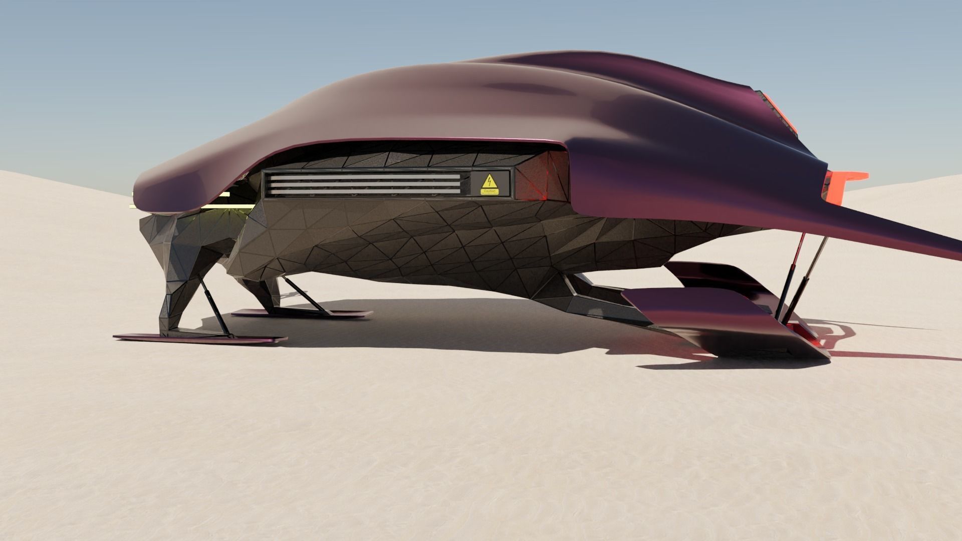 3D model Organic industrial contrast spaceship 3D low poly scifi Low ...