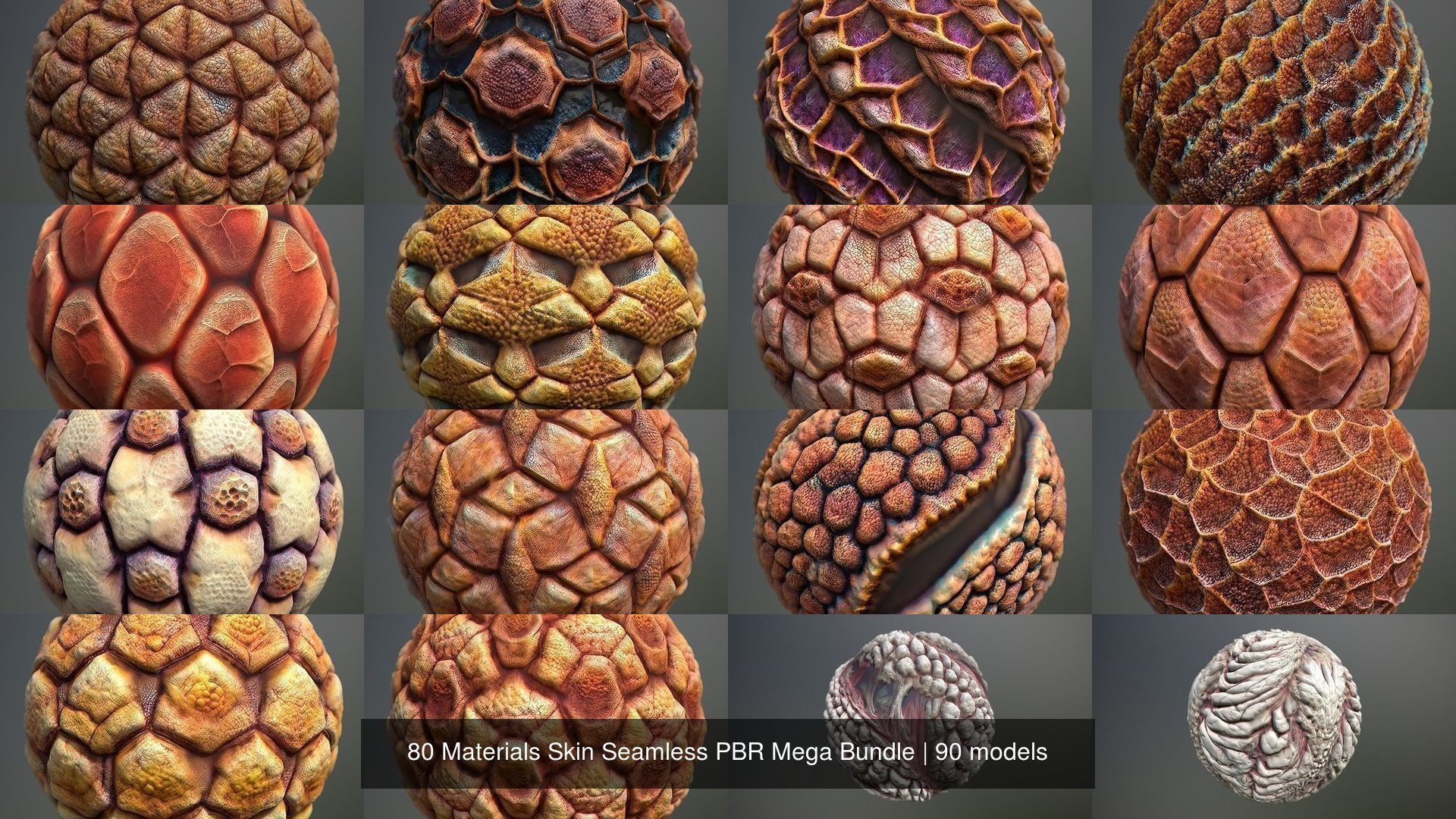 90 Materials Skin Seamless PBR Mega Bundle 3D Model Collection | CGTrader