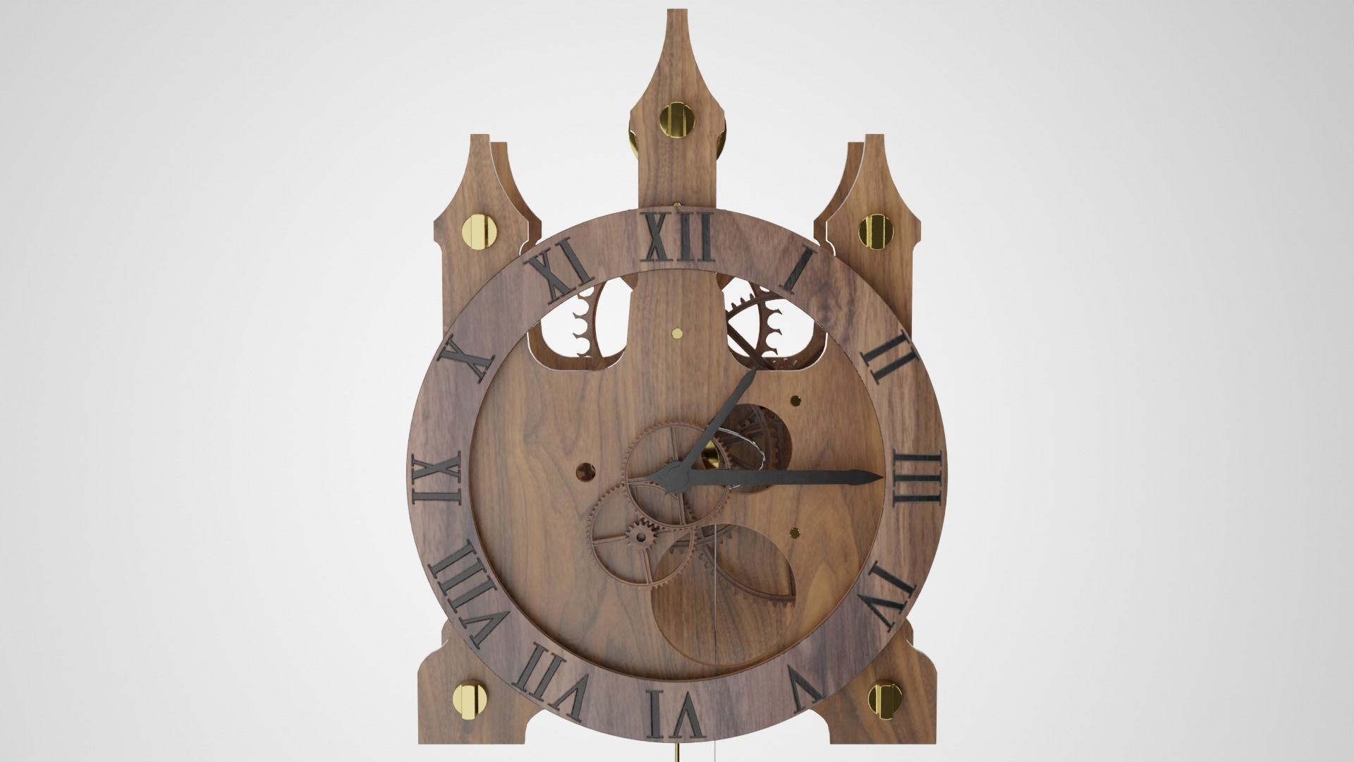 Wooden Wall Clock Open Case Design 3D model | CGTrader