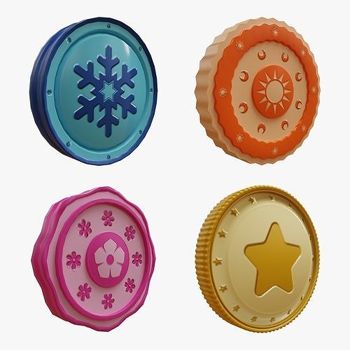 3D model Cartoon Coins Pack02 VR / AR / low-poly | CGTrader