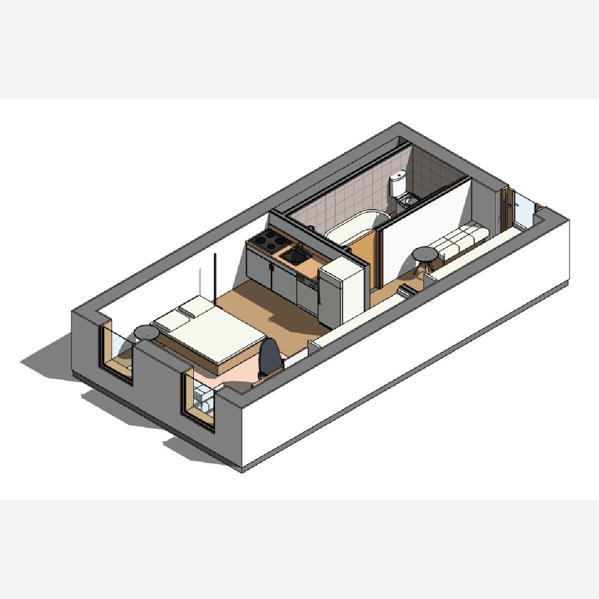 Apartment 25m2 - Revit 3D model | CGTrader