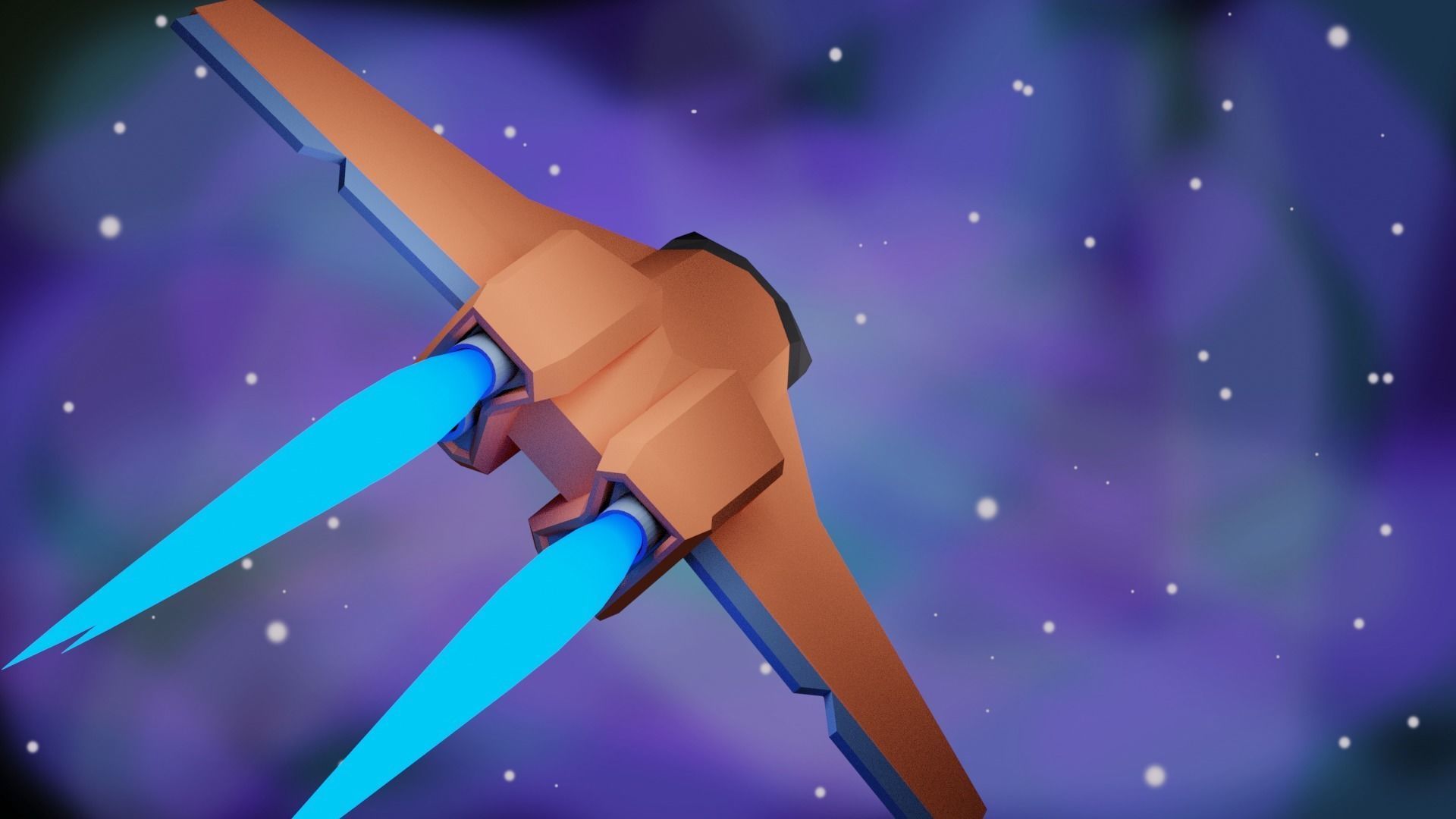 3D model Orange Cartoon Space Ship VR / AR / low-poly | CGTrader