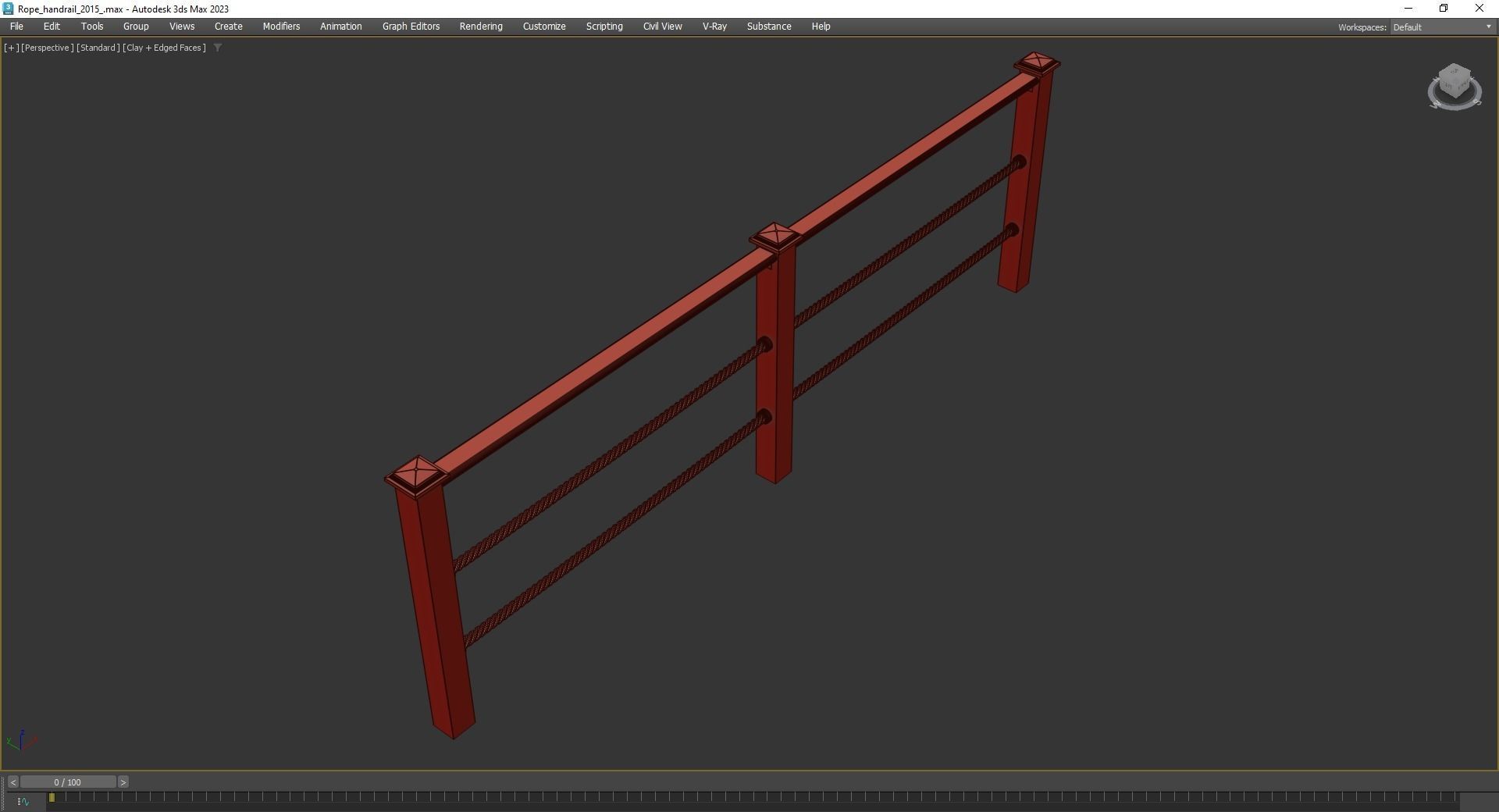 Rope handrail 3D model | CGTrader