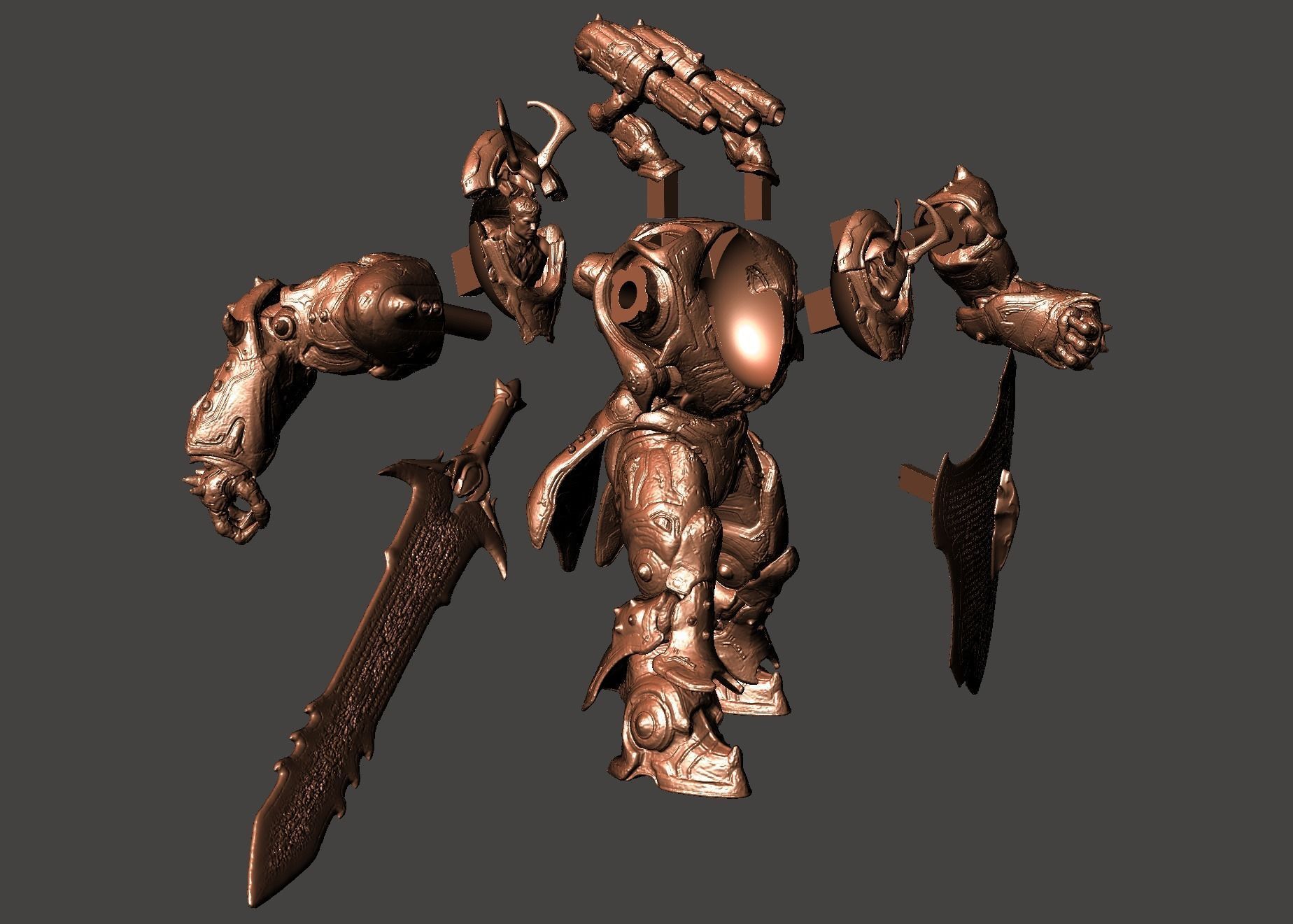 DAVOTH DARK LORD MECH -DOOM ETERNAL MODULAR ARTICULATED STL 3D model 3D ...