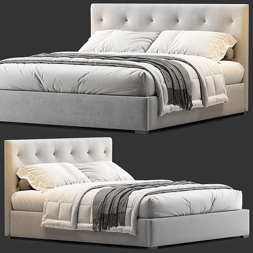 RH DIAMOND-TUFTED BED 3D model | CGTrader