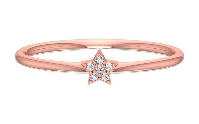 Solitaire Women Light Weight Star Band Ring 3D model 3D printable ...