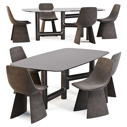 3D model Dining Set 02 Bonaldo Pivot Table and Agea Chairs VR / AR / low-poly | CGTrader