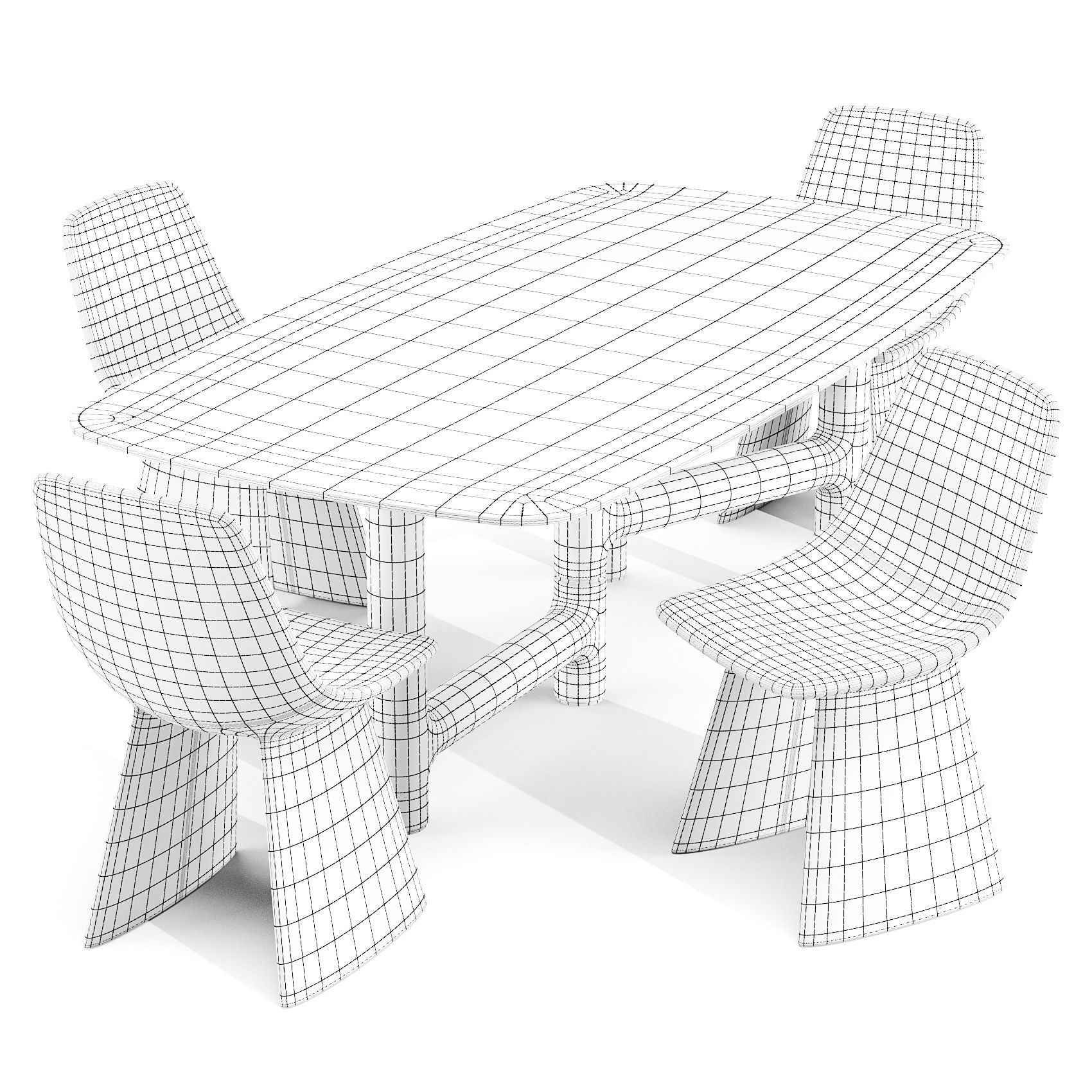 3D model Dining Set 02 Bonaldo Pivot Table and Agea Chairs VR / AR ...