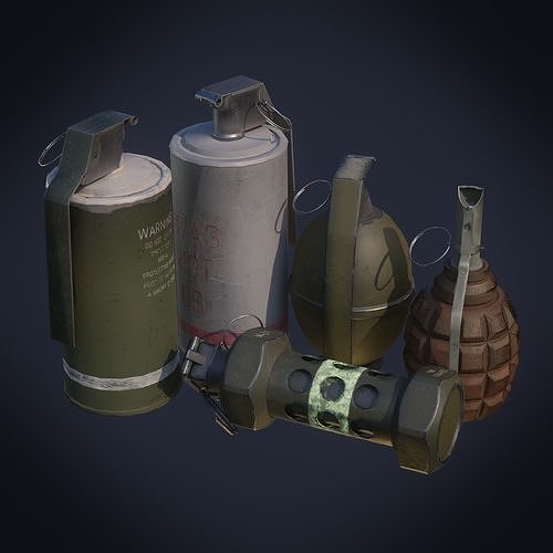 3D model 3D game-ready models of 5 Photorealistic Grenades VR / AR ...