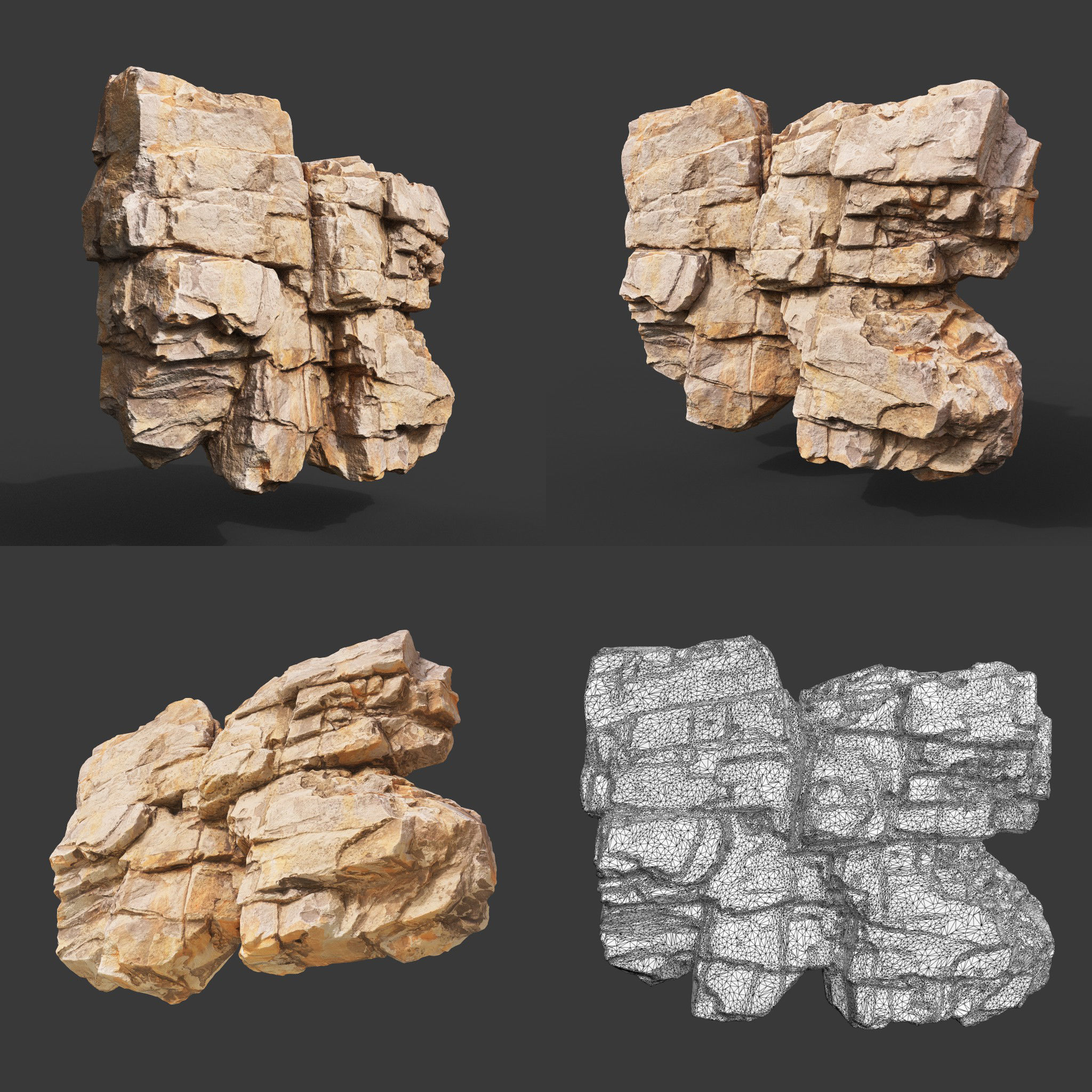 High Poly Yellow Cliff Face 221208 - Ultra HD 16K Texture 3D model ...