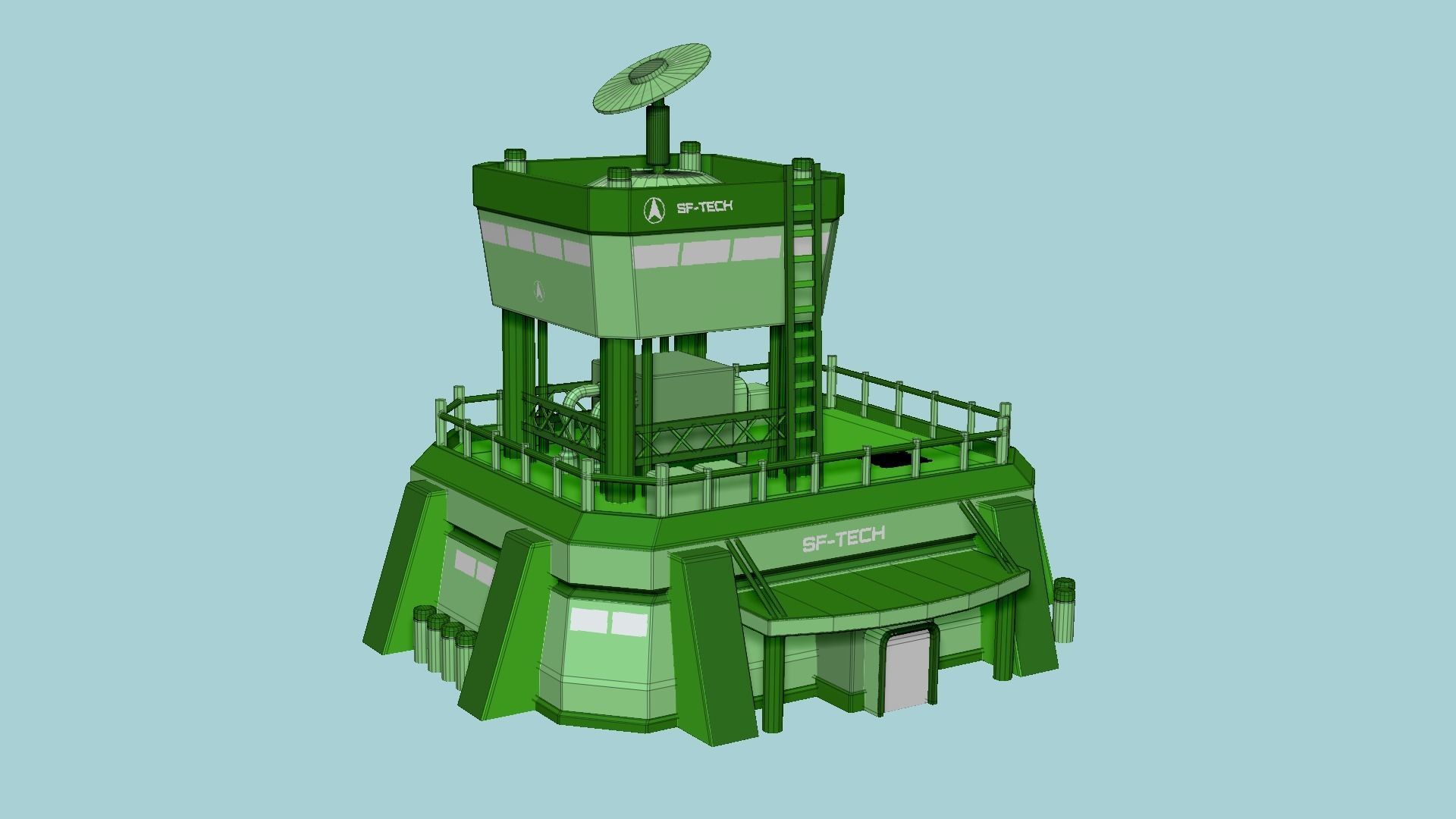 3D model SciFi Facility B06 Green - Sci Fi Exterior Design VR / AR ...