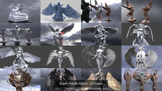 Angelic Female Statues 3D Model Collection | CGTrader