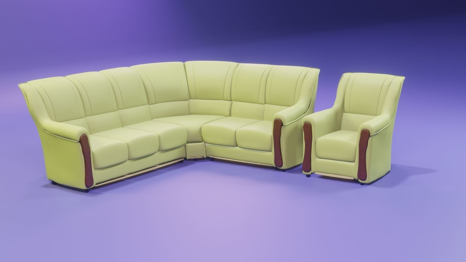 Corner sofa Aida with armchair 3D model | CGTrader
