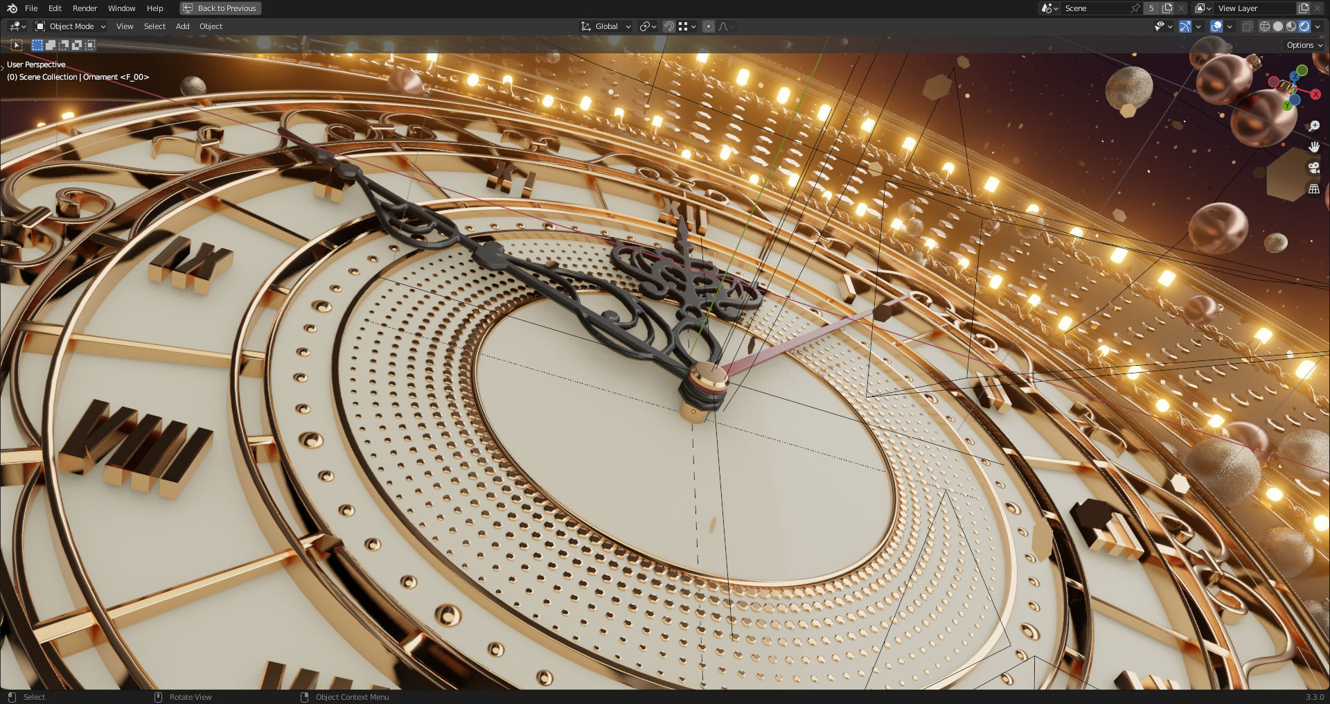 Animated New Year Clock Scene 3D model animated | CGTrader