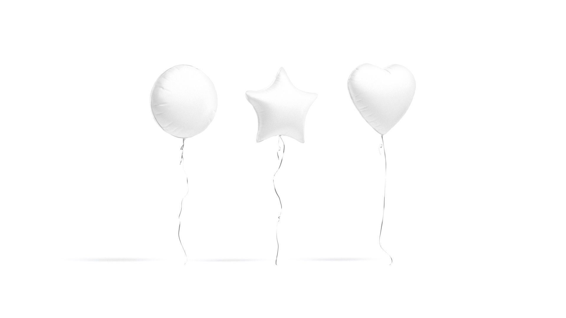 3D model White Helium Balloons Set - 9 foil gift balloon shapes VR / AR ...