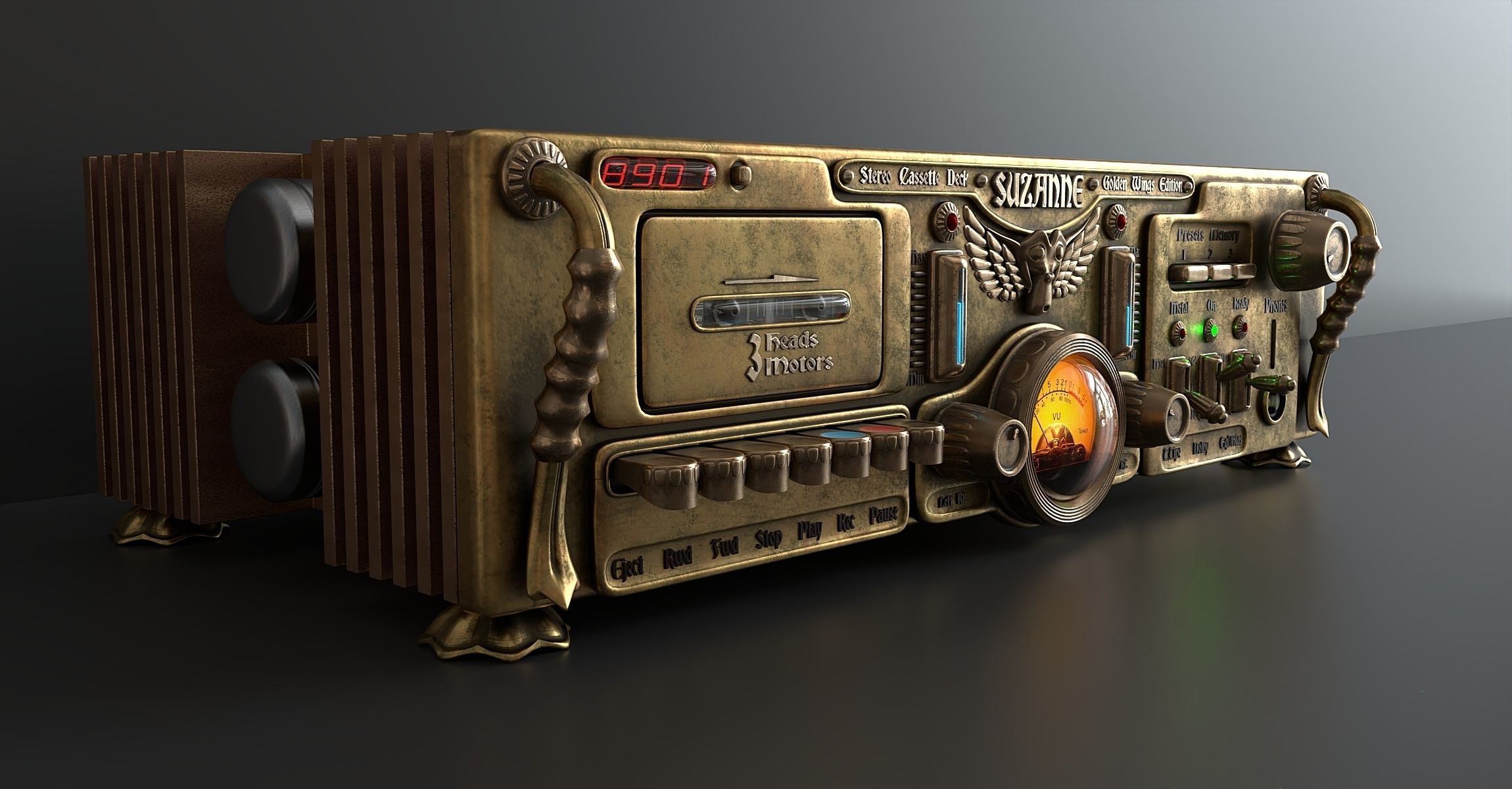 Steampunk style tape deck 3D model | CGTrader