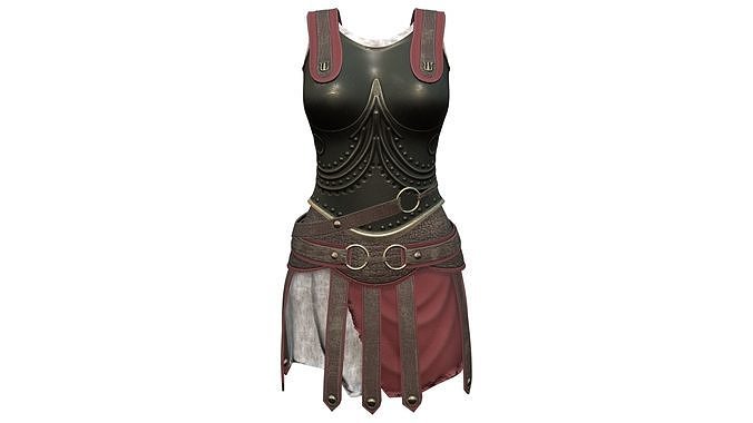 3D model Roman Spartan Female Commander Soldier Vest Belt Skirt VR / AR ...
