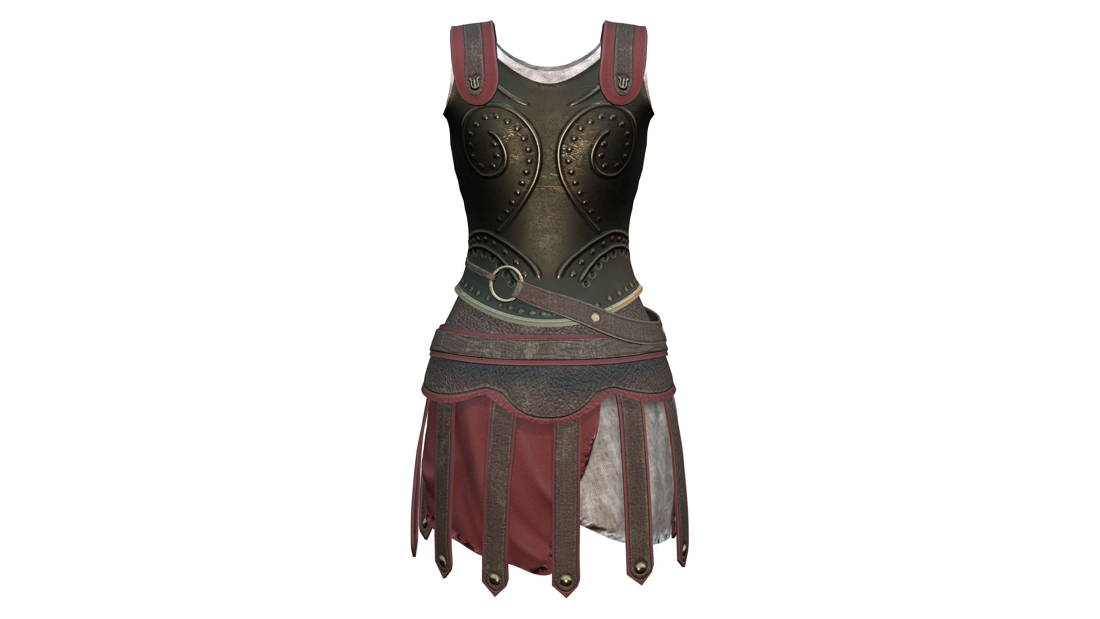 3D model Roman Spartan Female Commander Soldier Vest Belt Skirt VR / AR ...