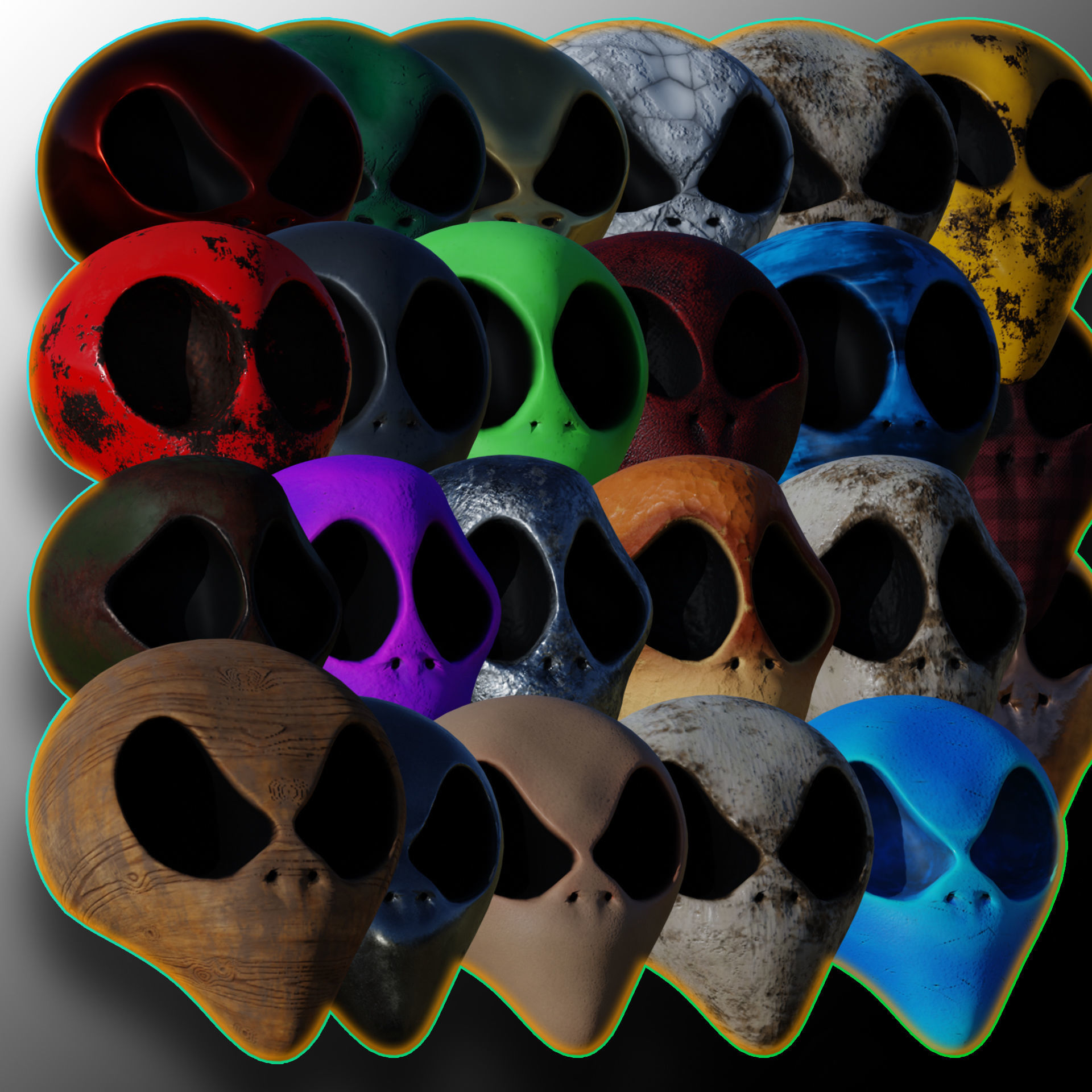 3D model 25 Textured Alien Skulls VR / AR / low-poly | CGTrader