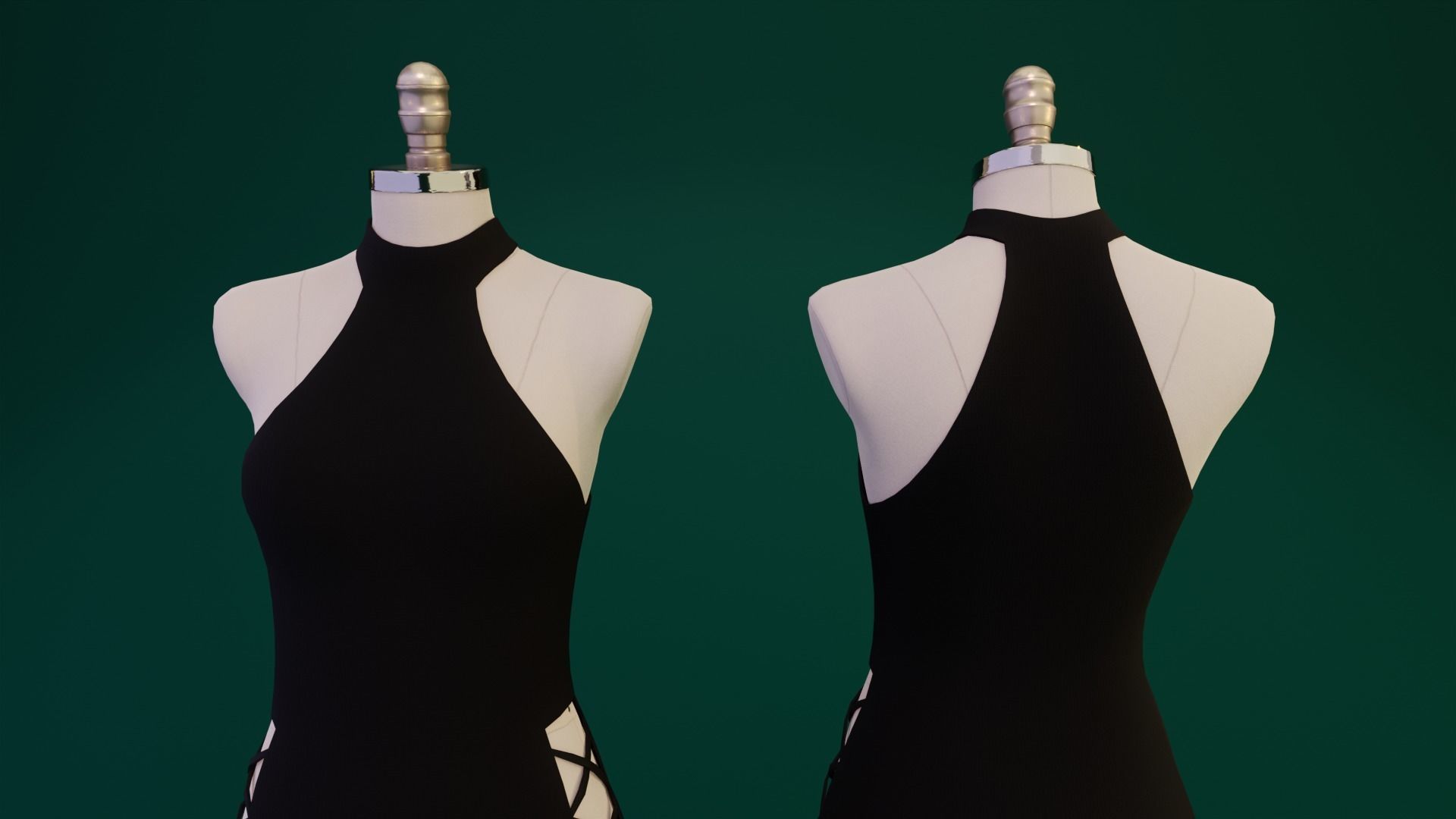 Evening Dress on Dress Form 3D model | CGTrader