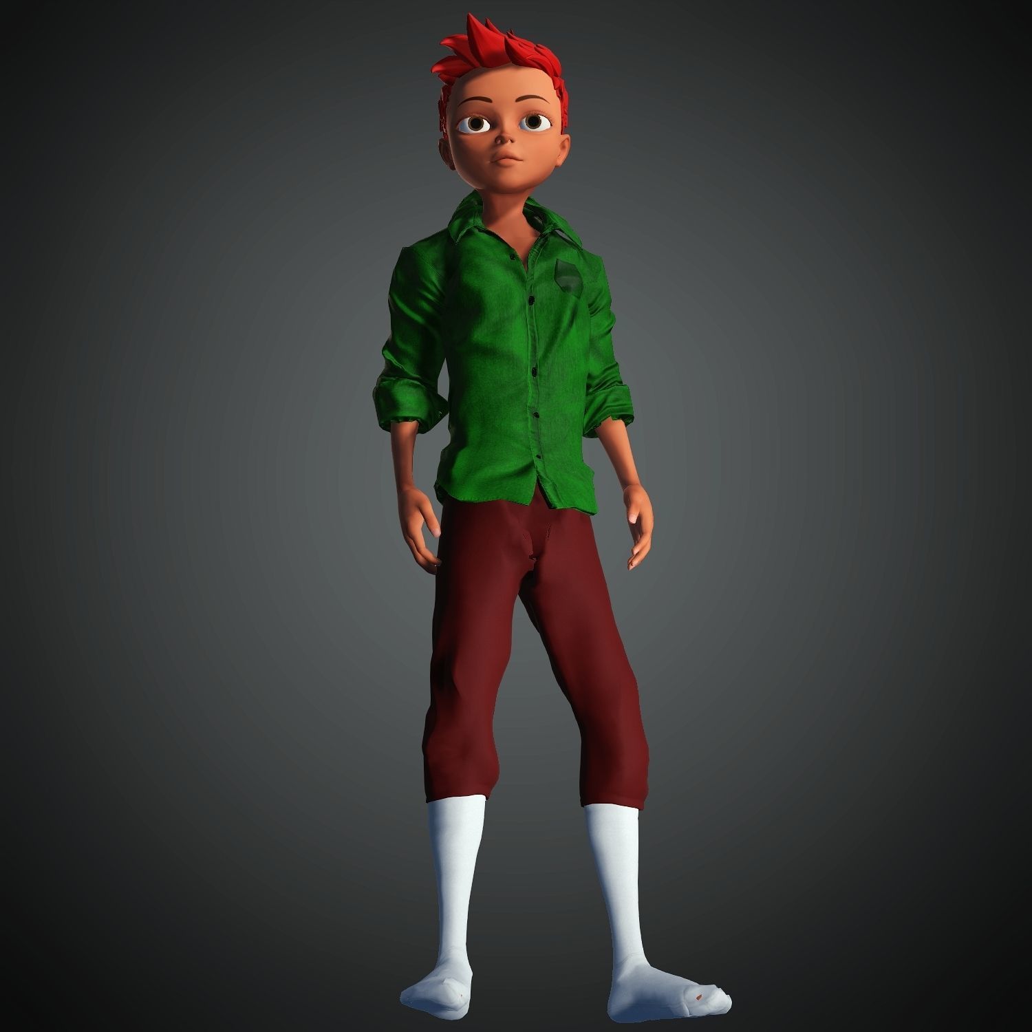 3D Cartoon Character Kid Red Head Blender Iclone fbx for Maya 3D model ...