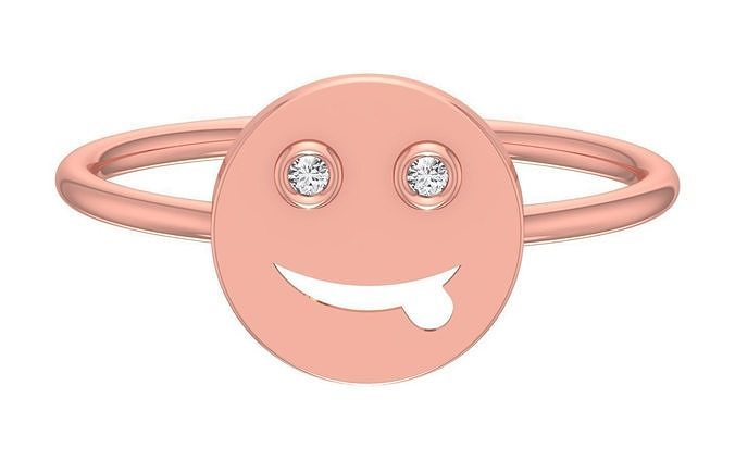 Solitaire Women Light Weight emoji Band Ring 3D model 3D printable ...