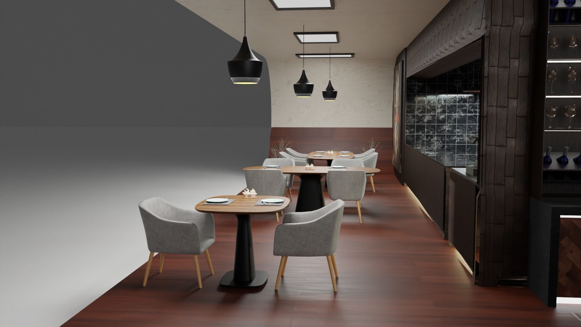 resturant modern restaurant with design 3D model | CGTrader
