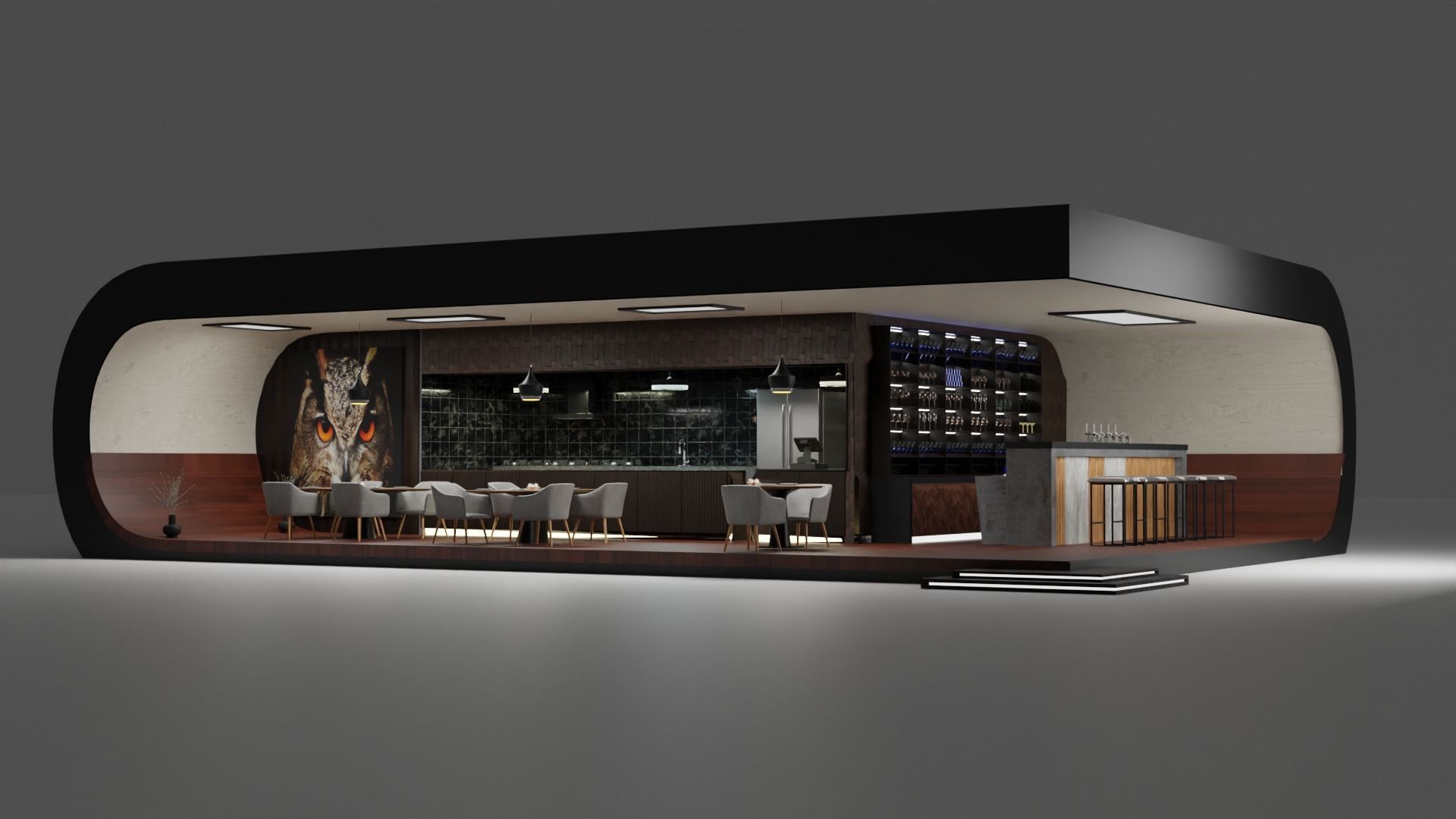 resturant modern restaurant with design 3D model | CGTrader