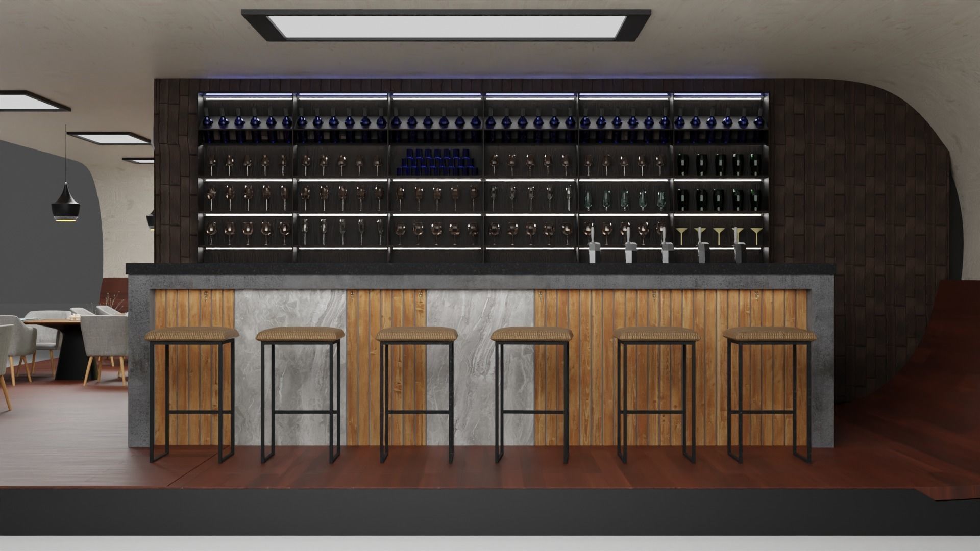 resturant modern restaurant with design 3D model | CGTrader