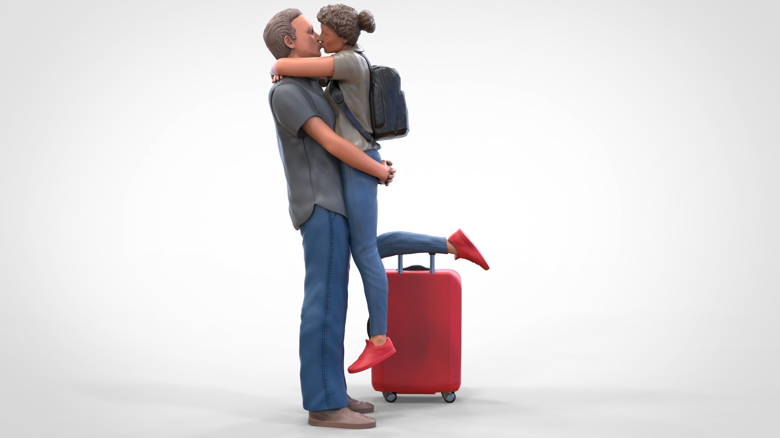 A couple saying goodbye at the station 3D model 3D printable | CGTrader