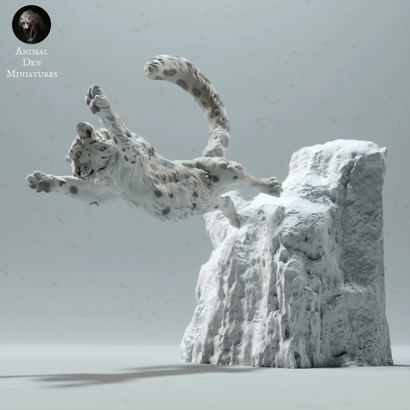 Snow Leopard Jump 3D model 3D printable | CGTrader