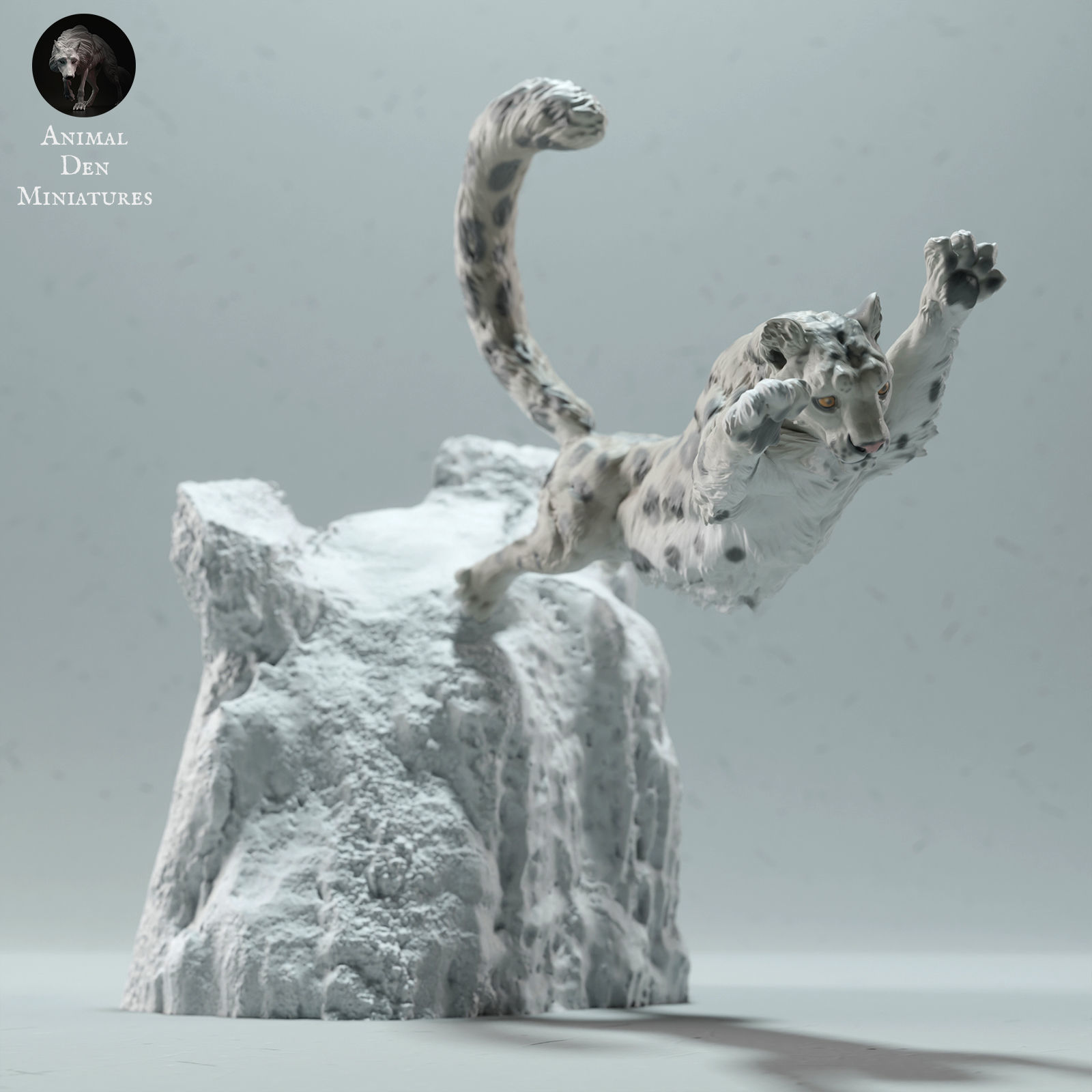 Snow Leopard Jump 3D model 3D printable | CGTrader