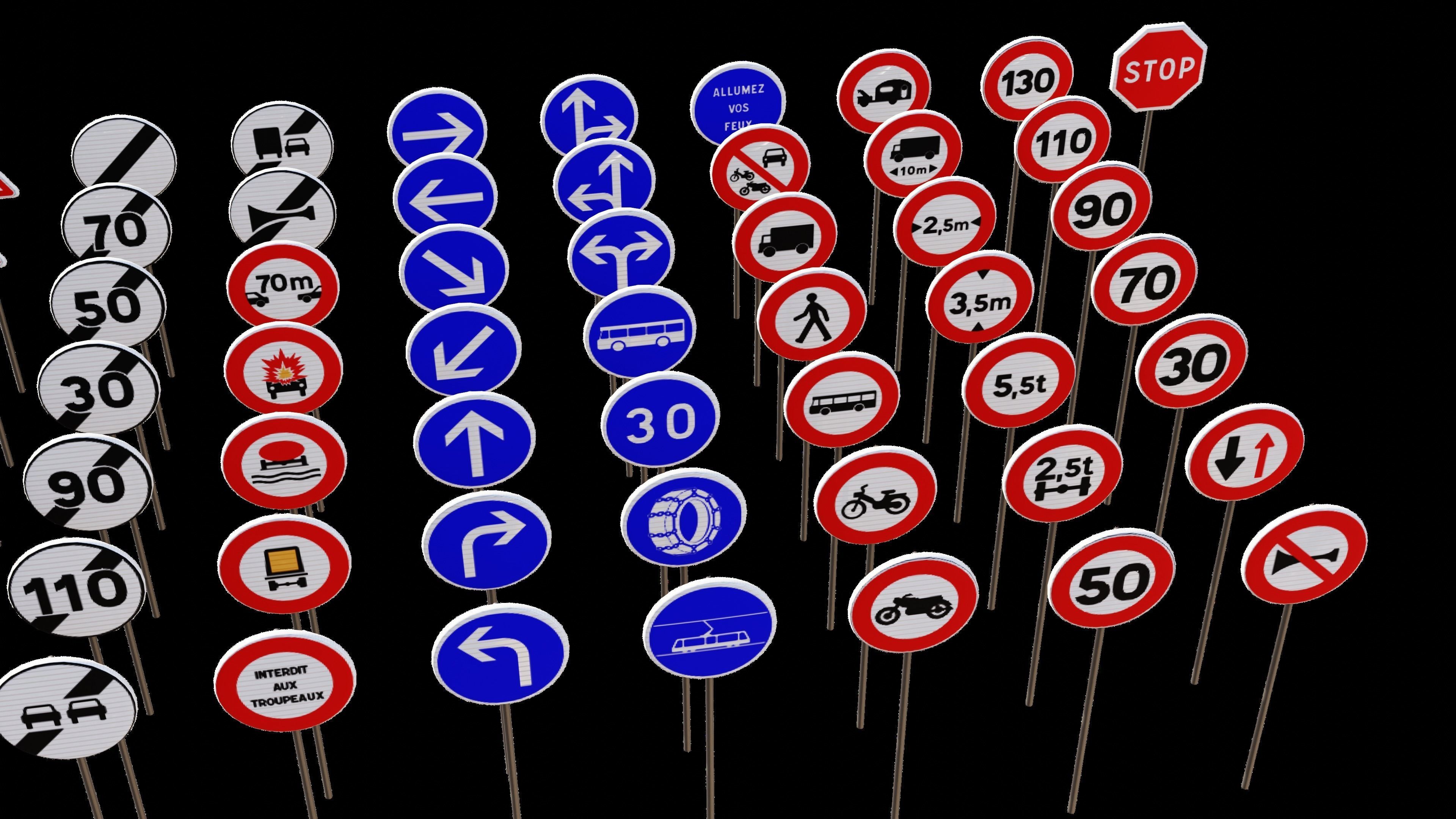 3D model French road sign VR / AR / low-poly | CGTrader
