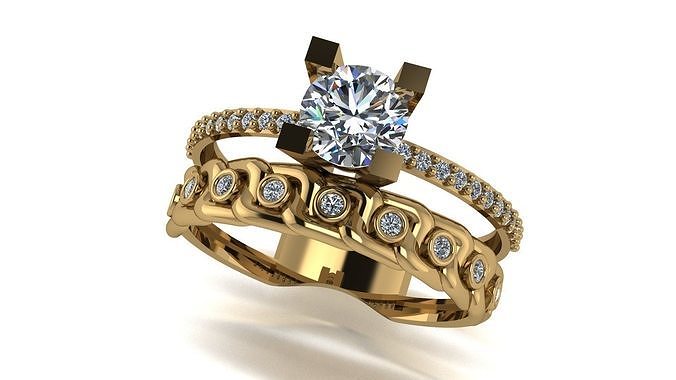 Ring wedding ring two in one engagement assembled 50 3D model 3D ...