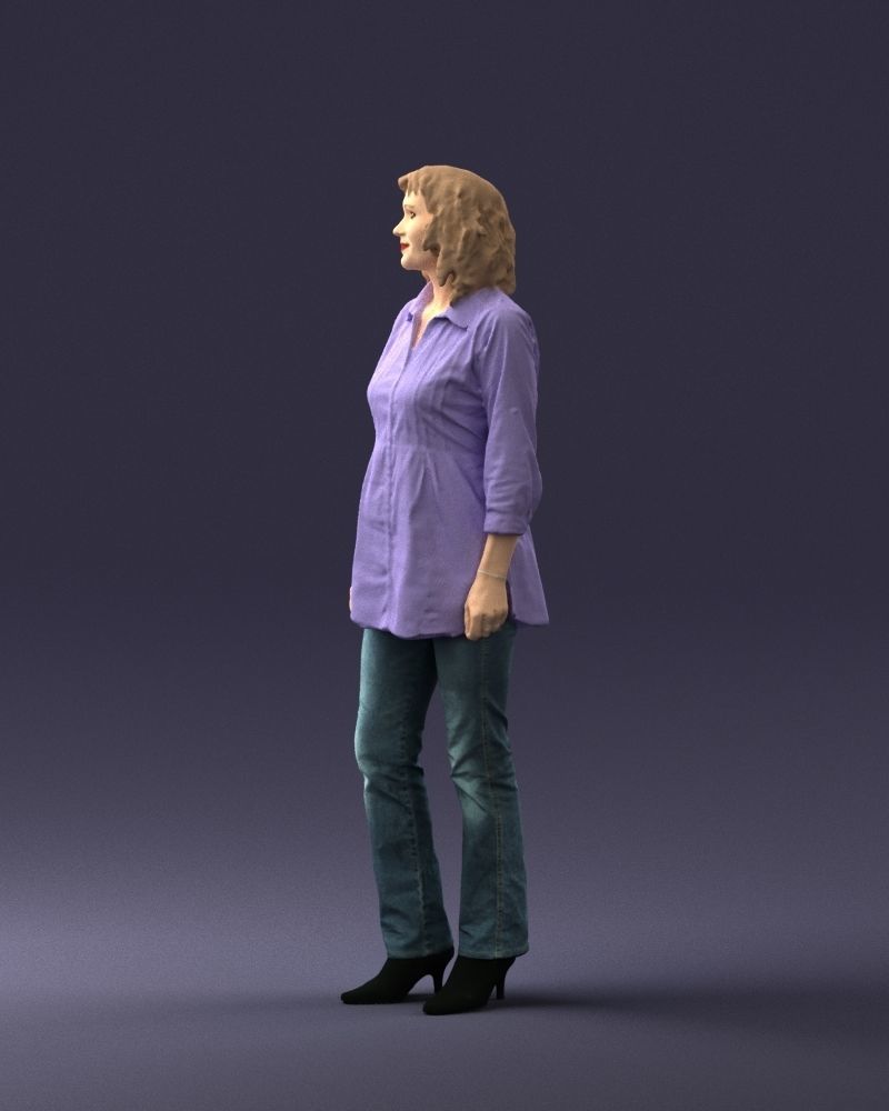 Curly girl in jeans 0723 3D Print Ready 3D model 3D printable | CGTrader