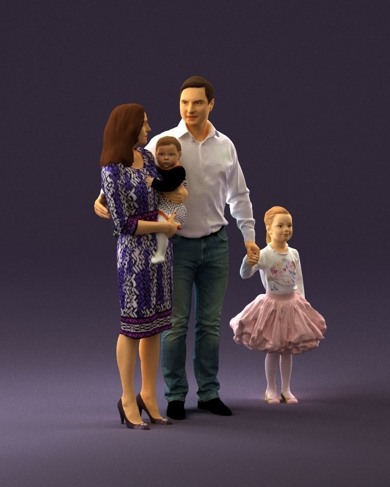 Family man woman child and girl 0918 3D Print Ready 3D model 3D printable | CGTrader