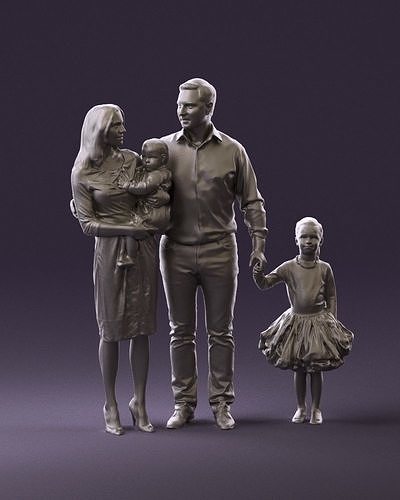 Family man woman child and girl 0918 3D Print Ready 3D model 3D ...