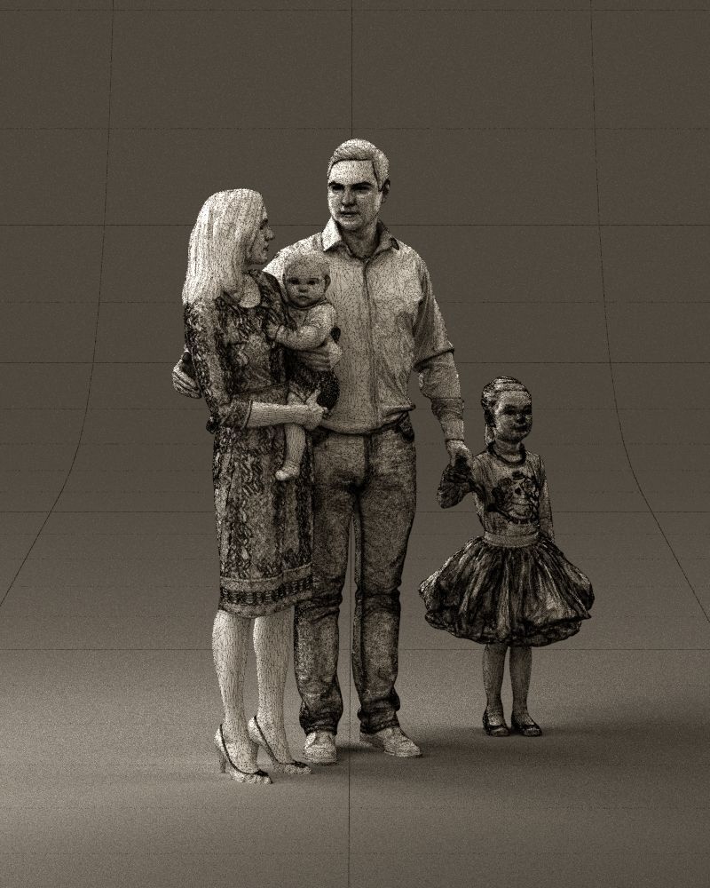Family man woman child and girl 0918 3D Print Ready 3D model 3D printable | CGTrader