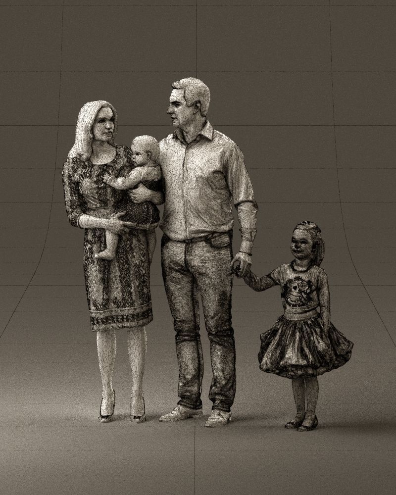 Family man woman child and girl 0918 3D Print Ready 3D model 3D printable | CGTrader
