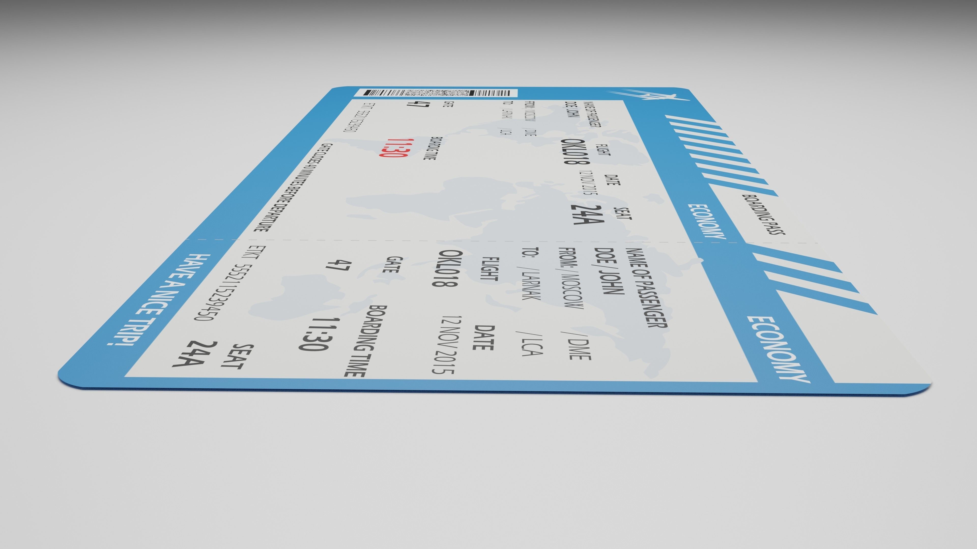Flight ticket - Boardingpass 3D model | CGTrader