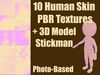 3D Stickman Model plus 10 Human Skin PBR Textures Photo-Based 3D model ...