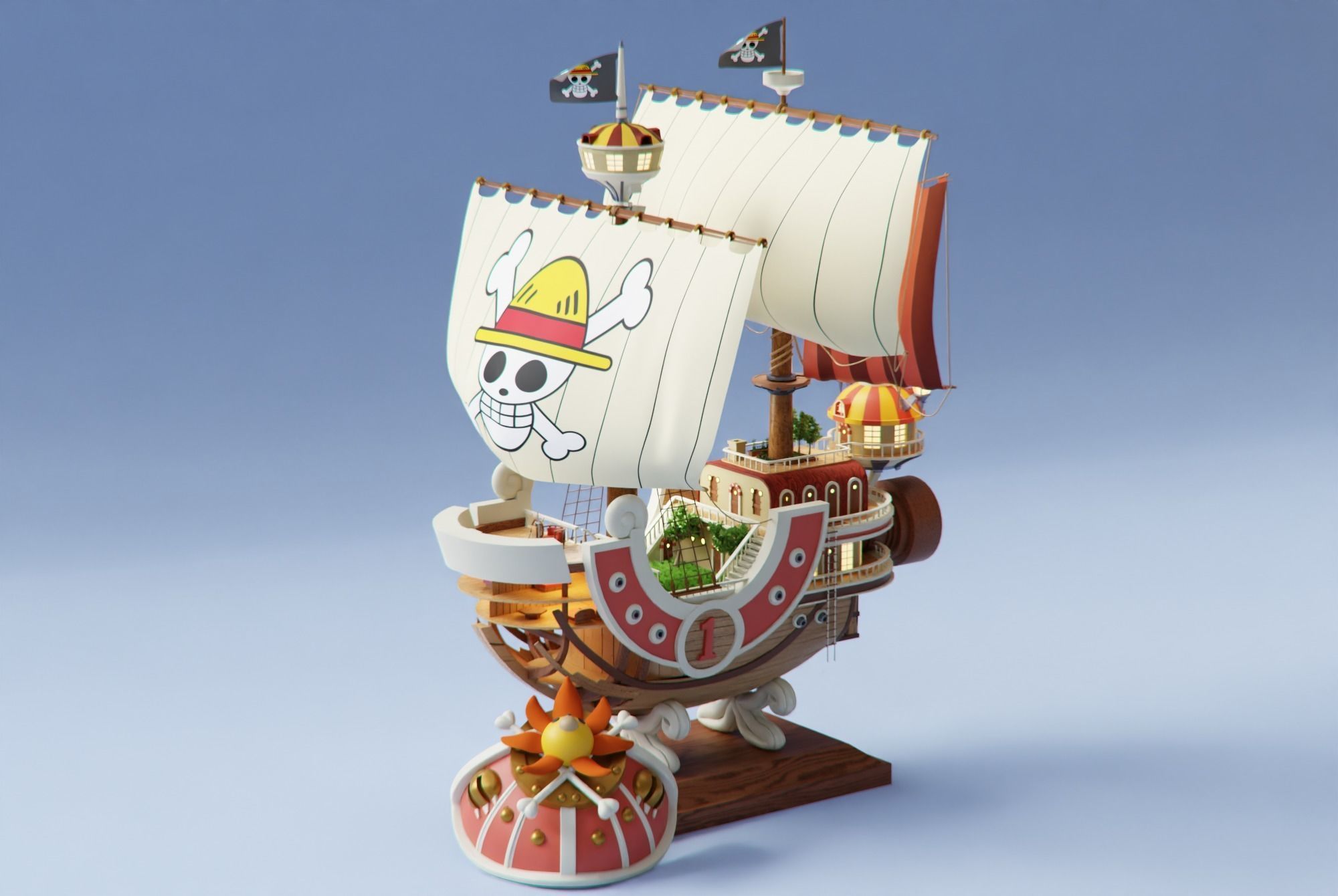 One Piece Thousand Sunny Go Grand Ship 3D model animated | CGTrader