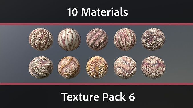 10 Materials Skin Monster Seamless PBR Pack 6 3D Model Collection ...