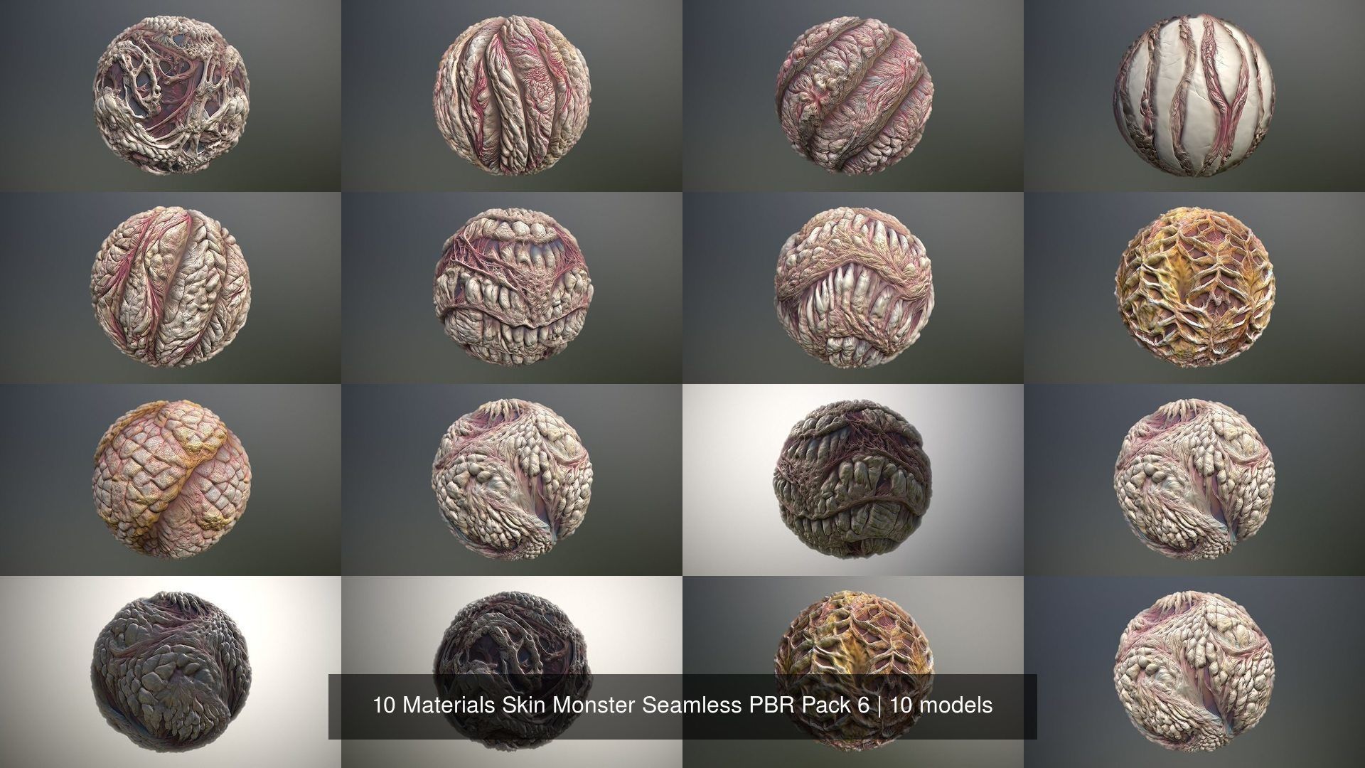 10 Materials Skin Monster Seamless PBR Pack 6 3D Model Collection | CGTrader
