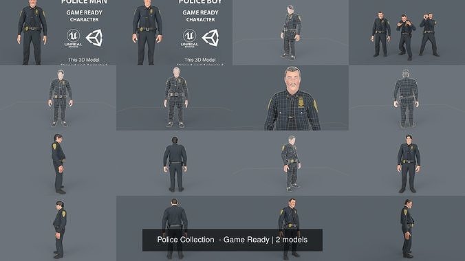 Police Collection - Game Ready group of officers VR / AR / low-poly ...