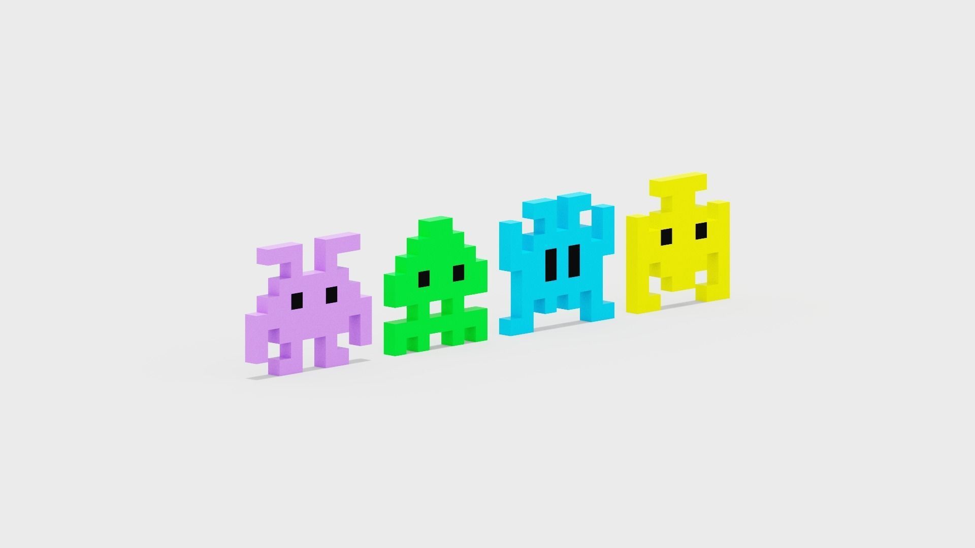 3D model Pixel Space Invaders VR / AR / low-poly | CGTrader