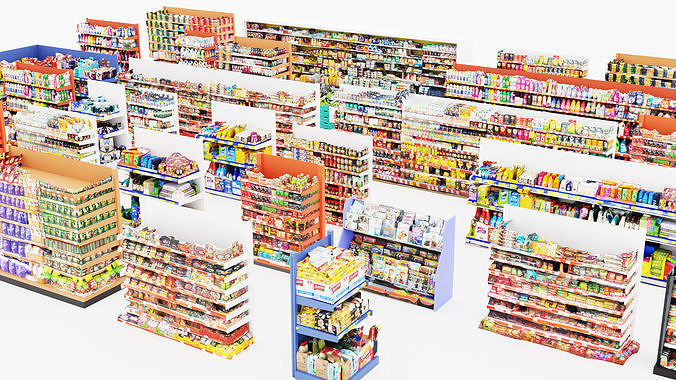 3D model Market Shelves VR / AR / low-poly | CGTrader