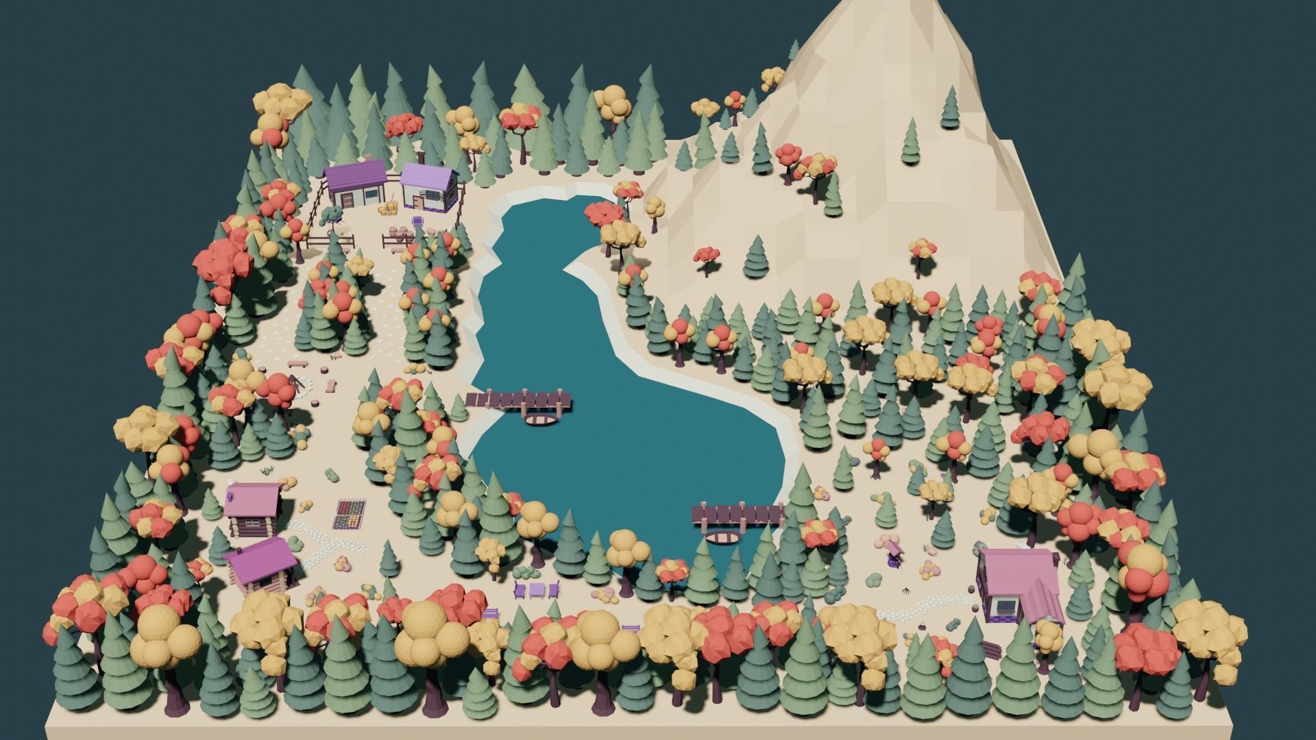 3D model Low Poly Autumn Forest VR / AR / low-poly | CGTrader