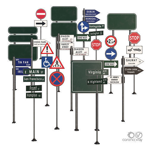 3D model Street sign-set 02 VR / AR / low-poly | CGTrader